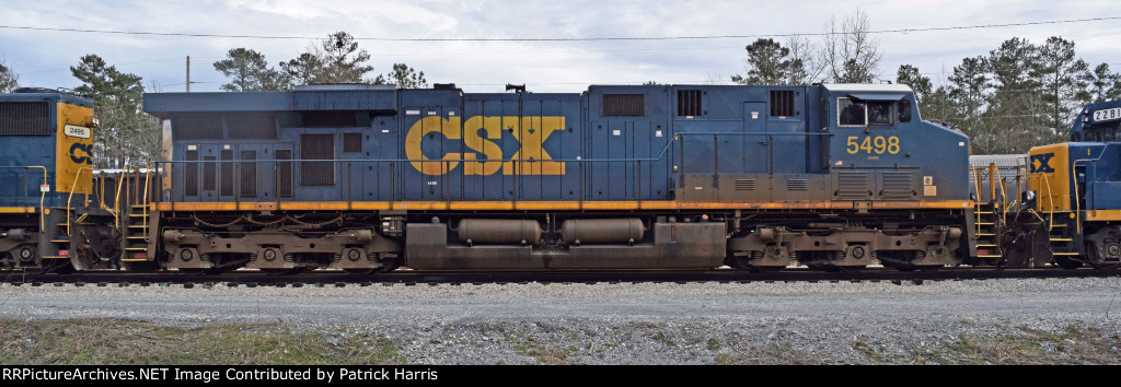 CSX 5498 ES40DC idling in the CSX Wyvern Yard in Cartersville Ga 3-41PM 02-06-2016 SIDE VIEW